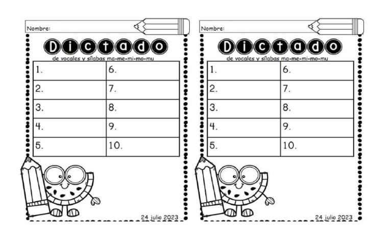 Plantilla Dictado Lenguaje | PDF