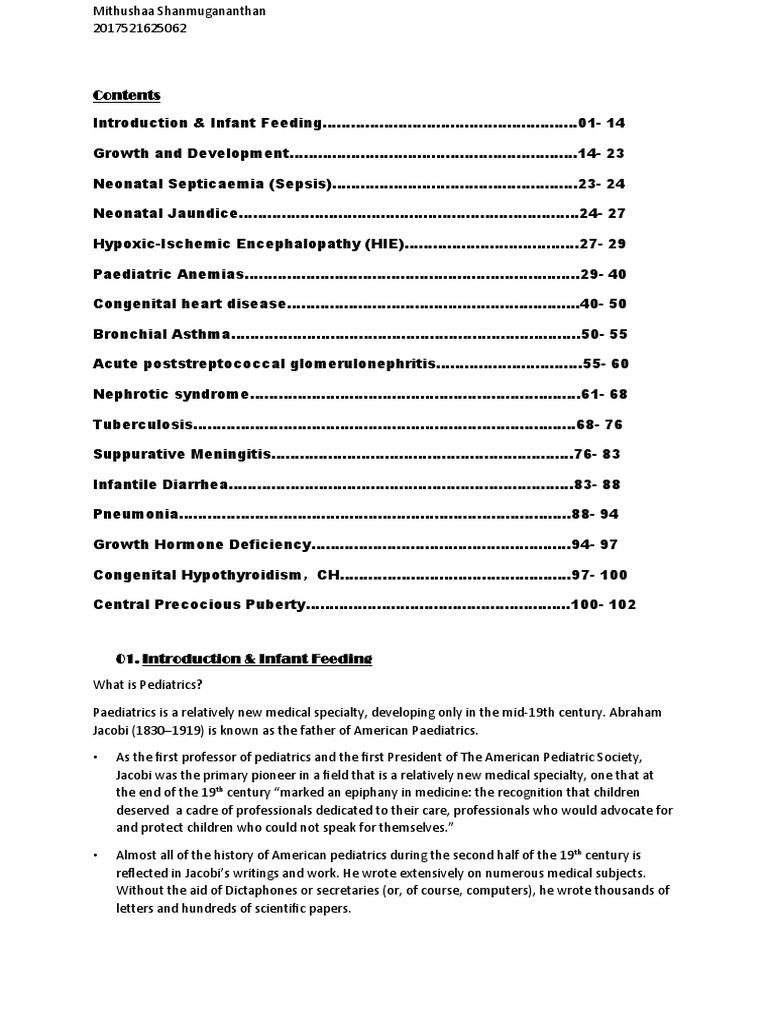 Paediatrics Notes-2017 Batch | PDF | Infant Mortality | Vaccines