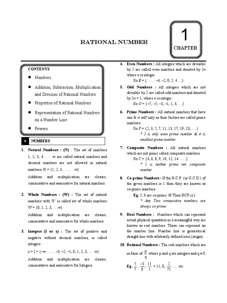 CH1 Class 8 Foundation Cbse PDF | PDF | Numbers | Rational Number