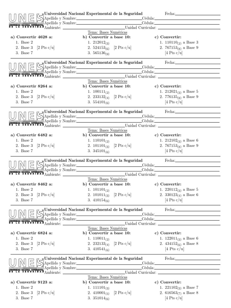 Evaluacion de Conversion de Bases | PDF