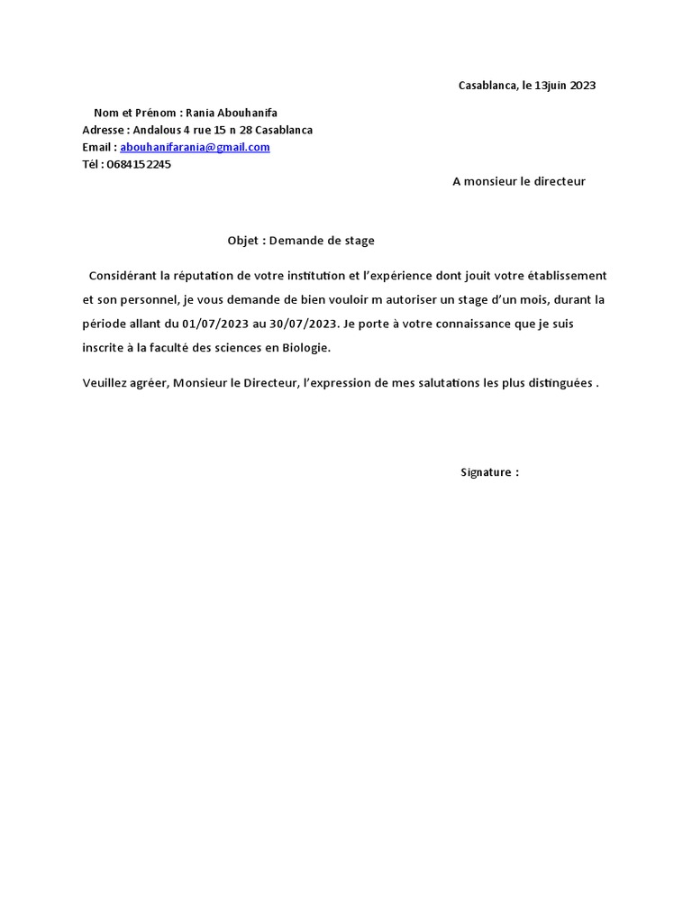 Demande de Stage | PDF