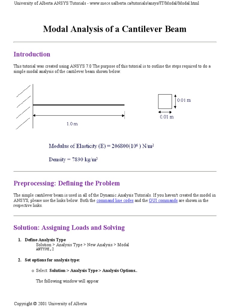 7 - Modal Analysis of A Cantilever Beam | PDF | Normal Mode | Graphical ...