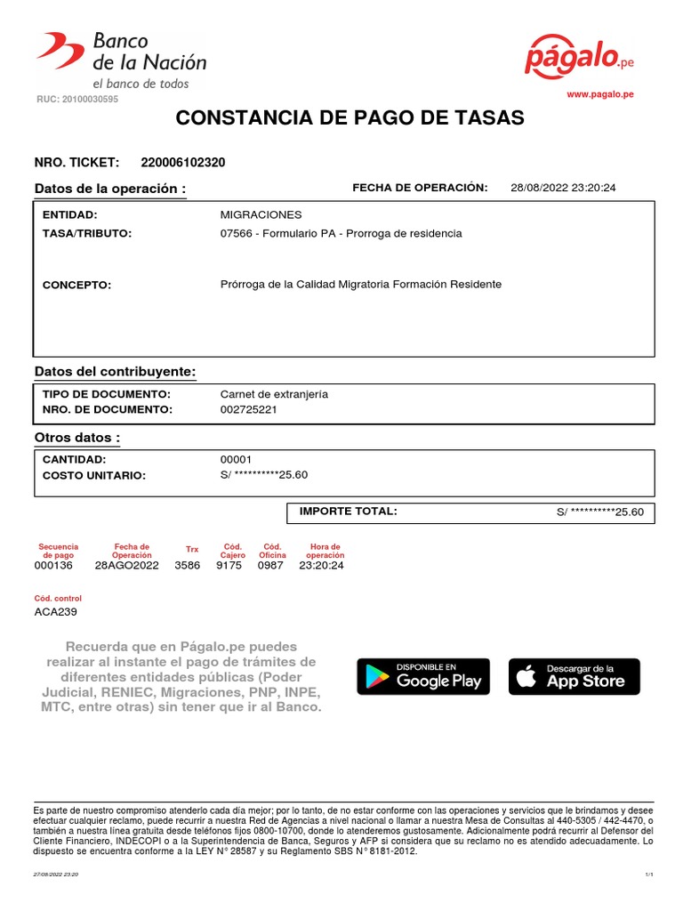 Constancia de Pago de Tasas | PDF | Negocios