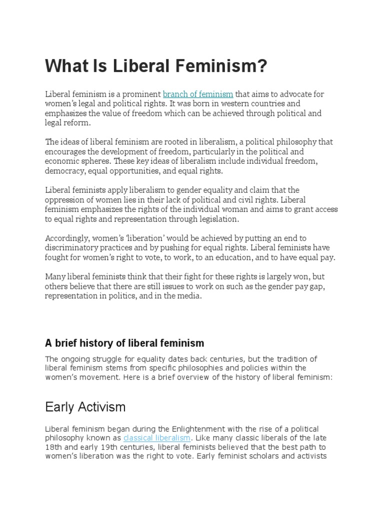 What Is Liberal Feminism | Download Free PDF | Gender Studies | Feminism