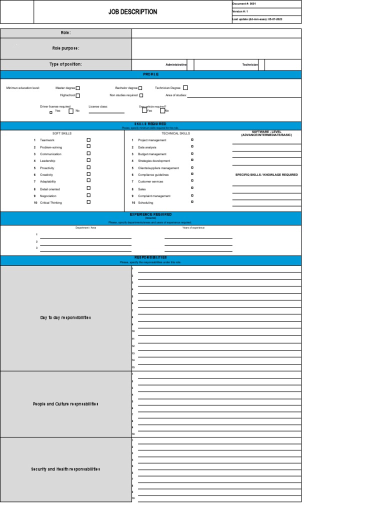 Job Description Template | PDF