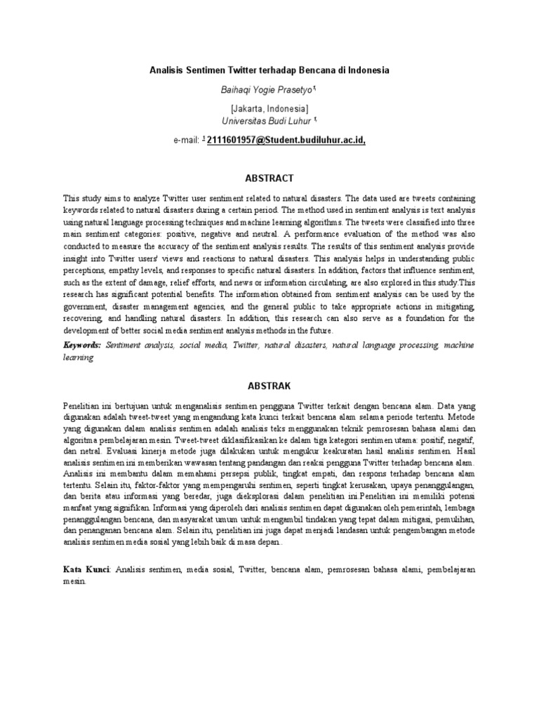 Draft Jurnal Bencana UAS Analisis Media Sosial | PDF | Comma Separated Values | Computing