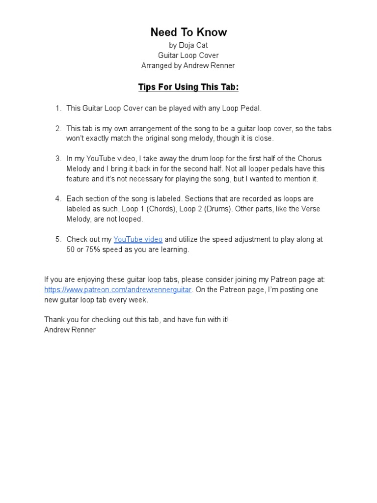 Need To Know Tabs | PDF