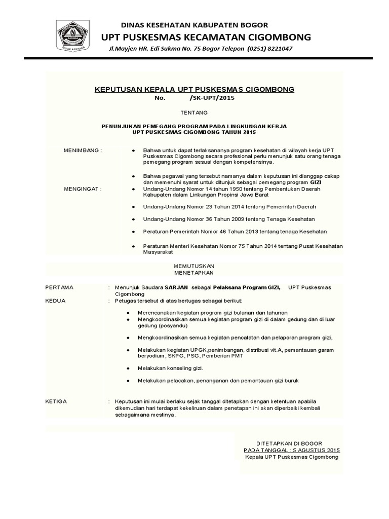 SK Pemegang Program (Akreditasi) | PDF | Bisnis | Kesehatan Holistik