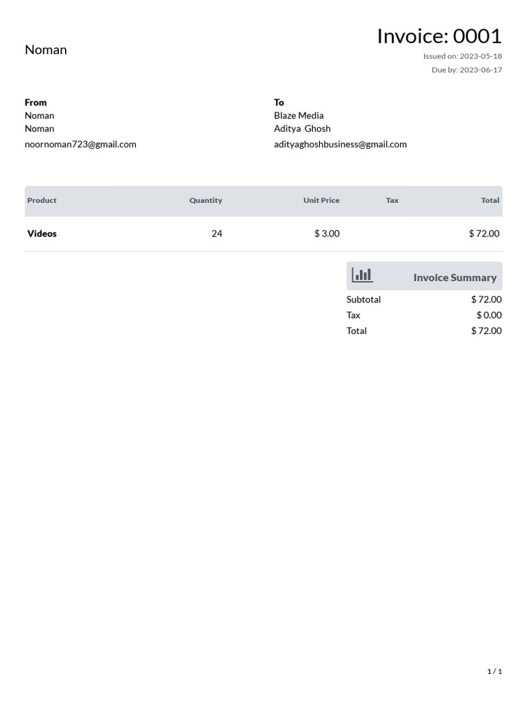 Invoice - 0001 | PDF