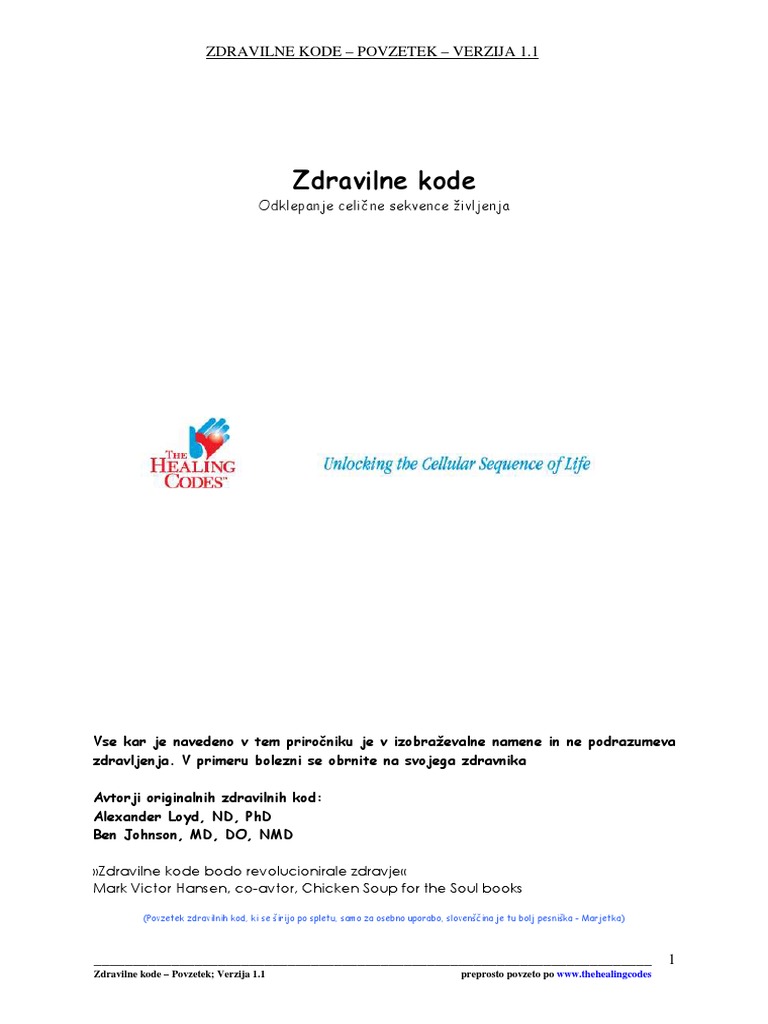 Knjiga Zdravilne Kode 1 1 | PDF