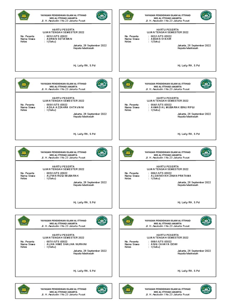 Cetak Kartu Uts 2022 Pdf