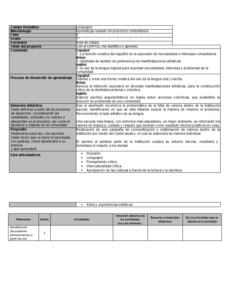 Aprendizaje Basado En Proyectos Comunitarios Lenguajes Editado