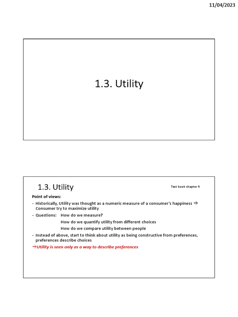 Topic 1 - Utility | PDF | Utility | Applied Mathematics