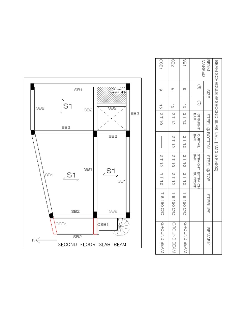Slab Beam Drwaing | PDF