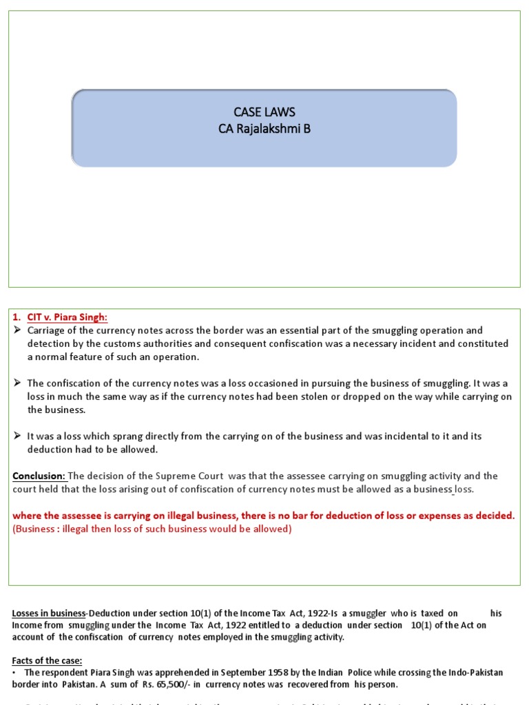 Unit 2 Case Laws | PDF | Taxes | Tax Deduction