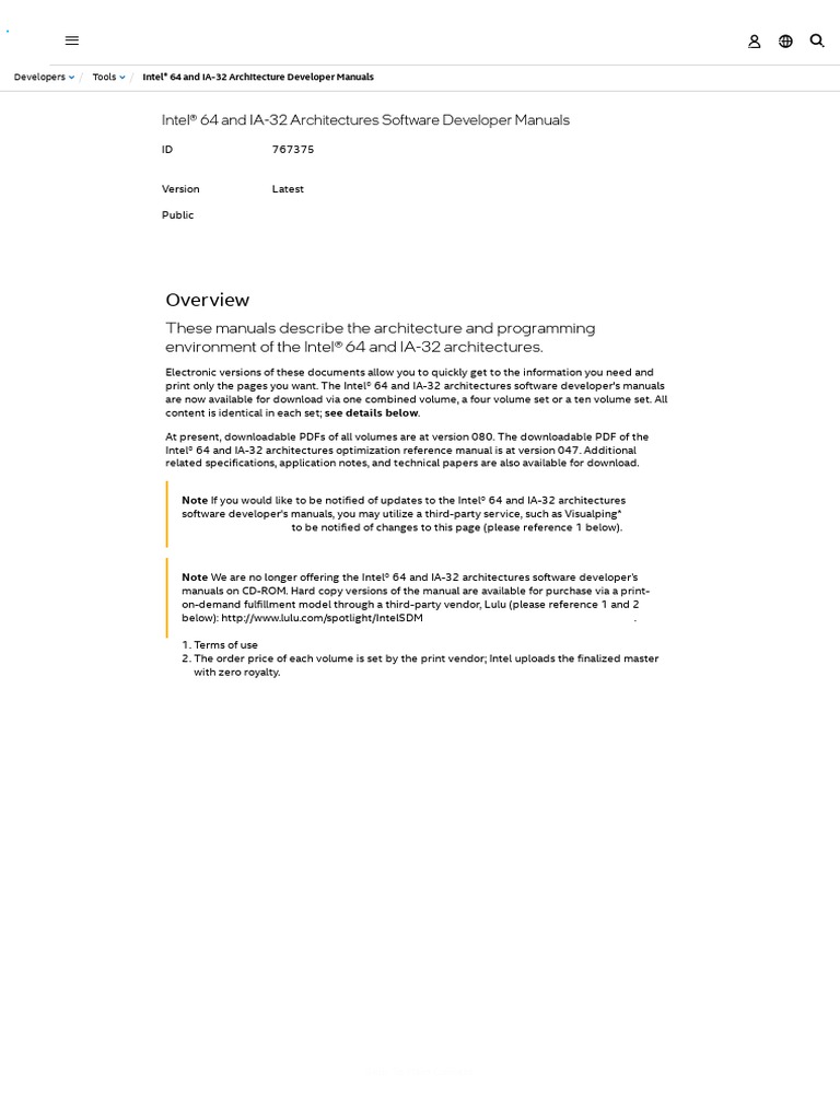 Intel® 64 and IA-32 Architectures Software Developer Manuals | PDF