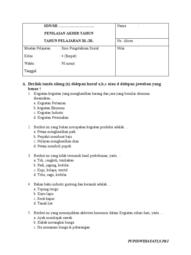 Soal PAT IPS Kelas 4 | PDF