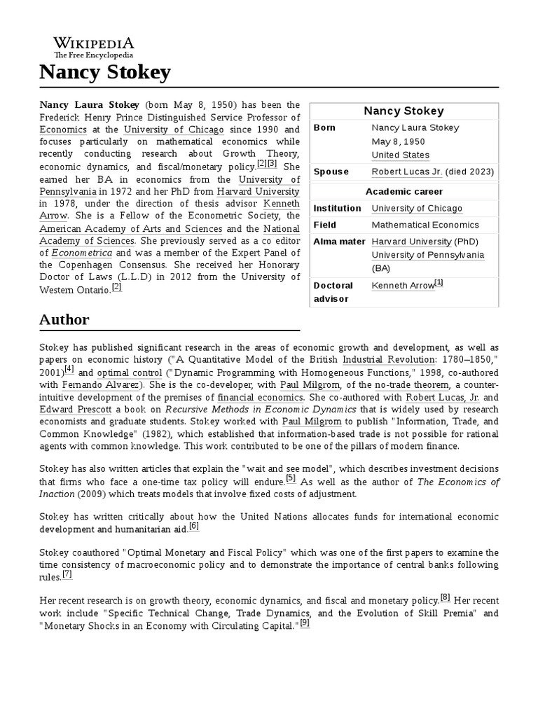 Nancy Stokey | PDF | Economies | Economics