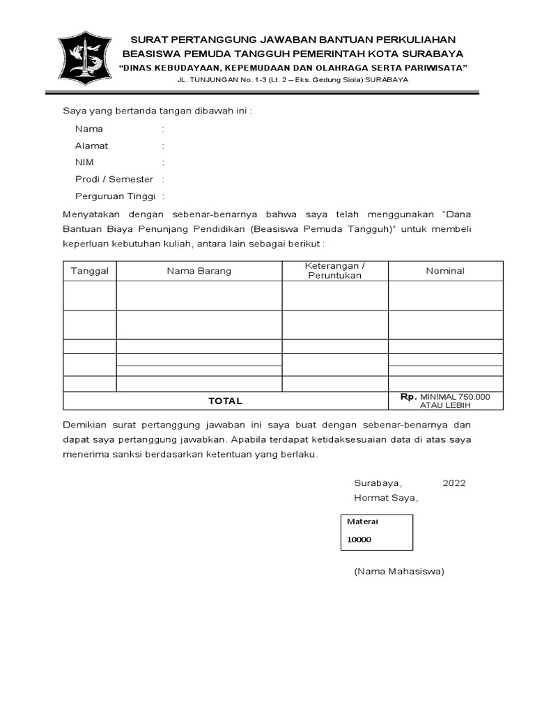 Contoh SPJ Penunjang | PDF