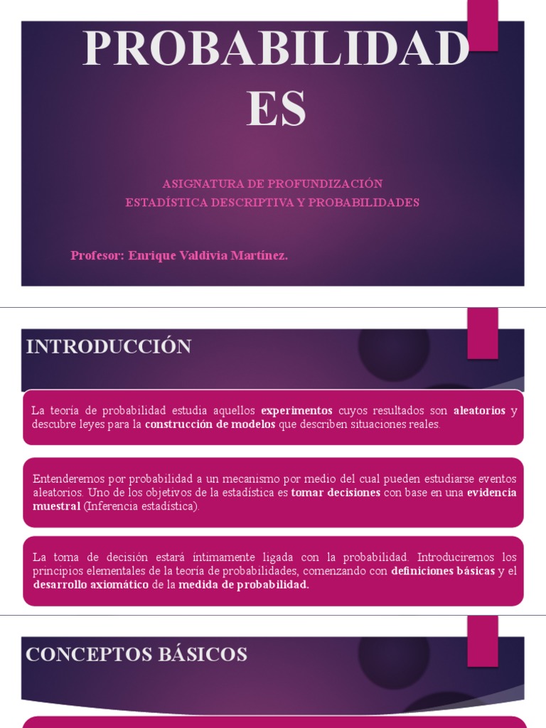 1 PPT Probabilidades Conceptos | Descargar gratis PDF | Teoría de ...