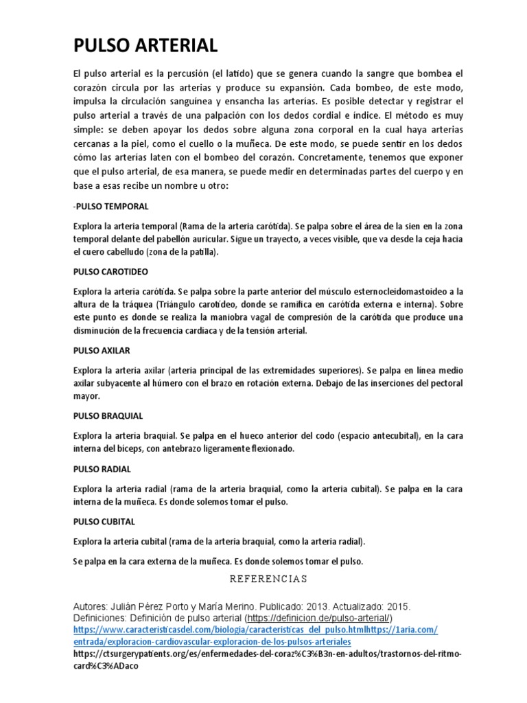 Guía Completa del Pulso Arterial | PDF | Legumbres | Fisiología ...