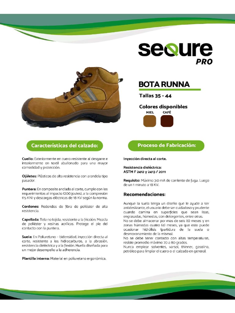 Ficha Tecnica Bota Runna | PDF