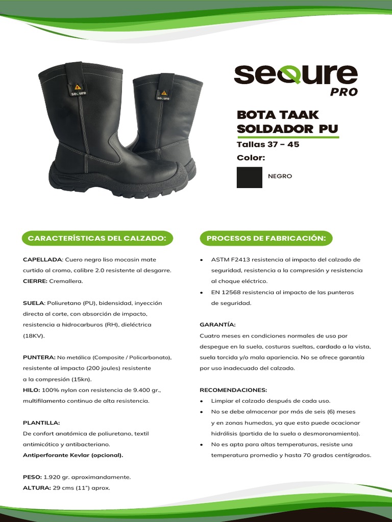 Ficha Tecnica Bota Soldador TAAK | PDF