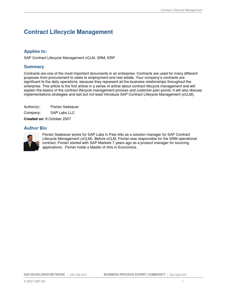 Contract Life Cycle Management | PDF | Sap Se | Ibm System I