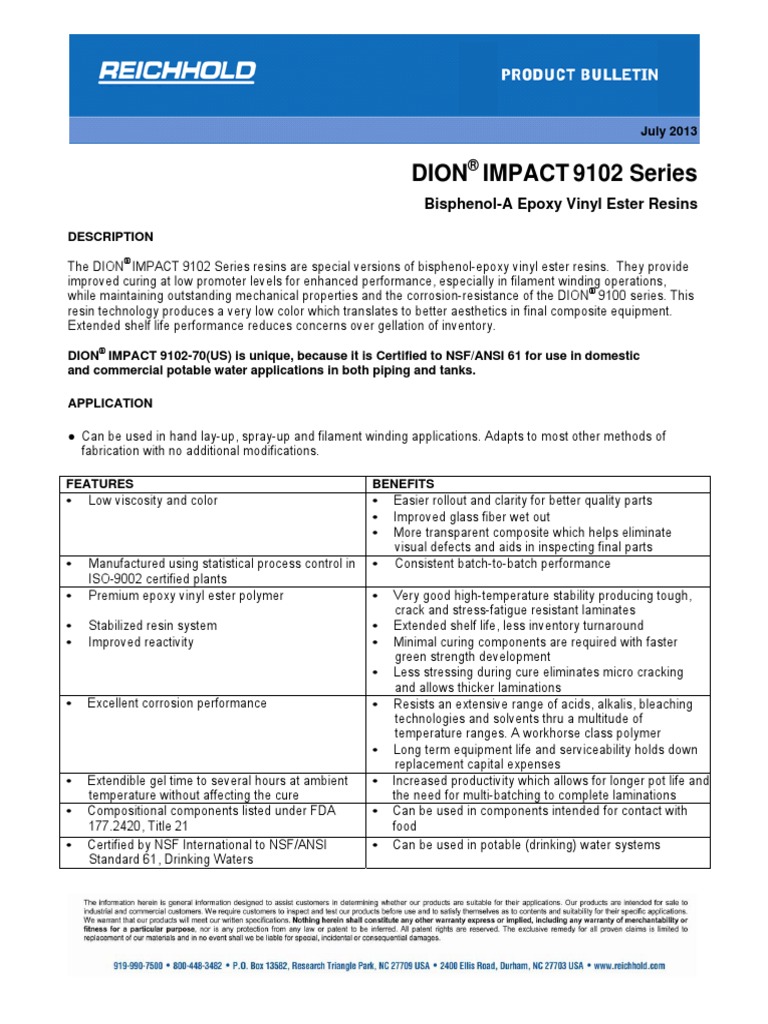 DION IMPACT 9102 Series | PDF | Composite Material | Fiberglass