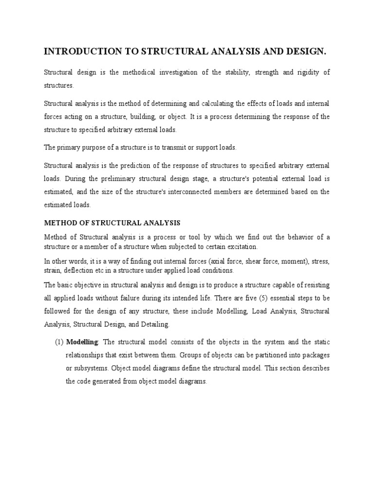 Introduction To Structural Analysis and Design | PDF | Structural ...