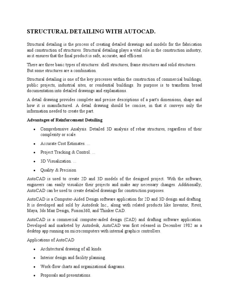 Structural Detailing | PDF | Auto Cad | Computer Aided Design