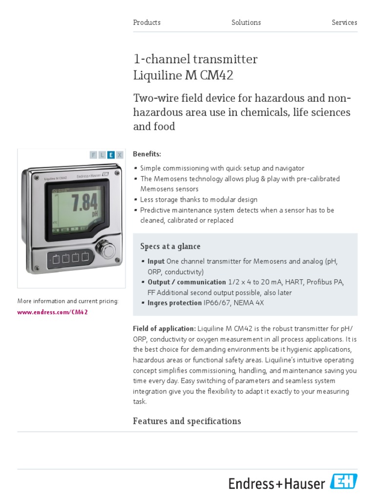 Endress-Hauser Liquiline M CM42 EN | PDF | Sensor | Electricity