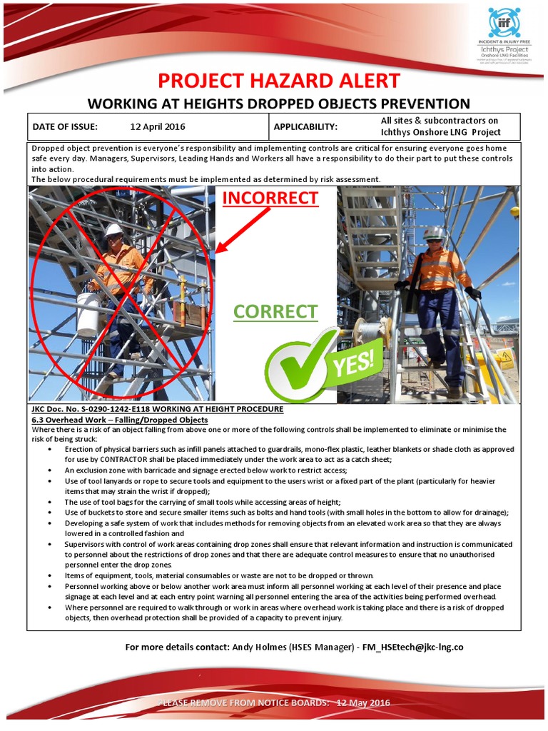 Project Hazard Alert - Working at Heights Dropped Objects Prevention ...