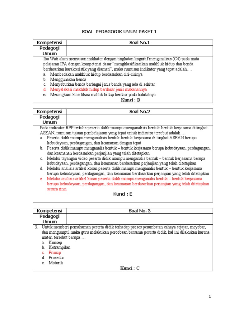 Contoh Soal Pedagogik Paket 2 | PDF