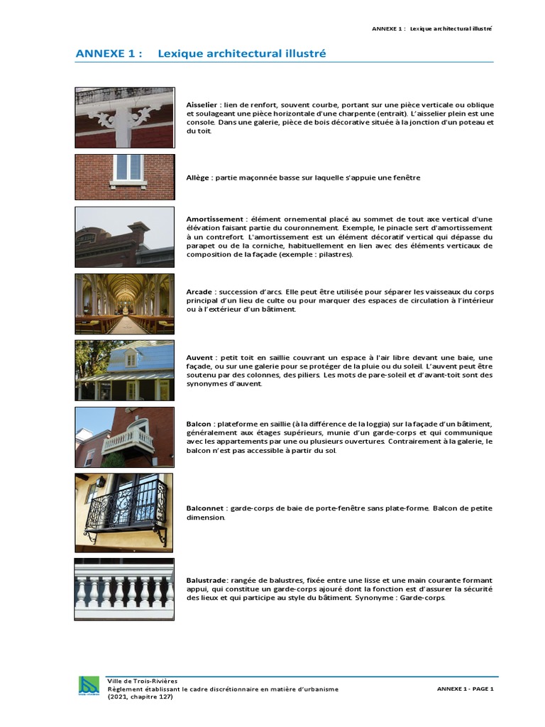 Annexe 1 Lexique Architectural Illustre | PDF | Toit | Fenêtre
