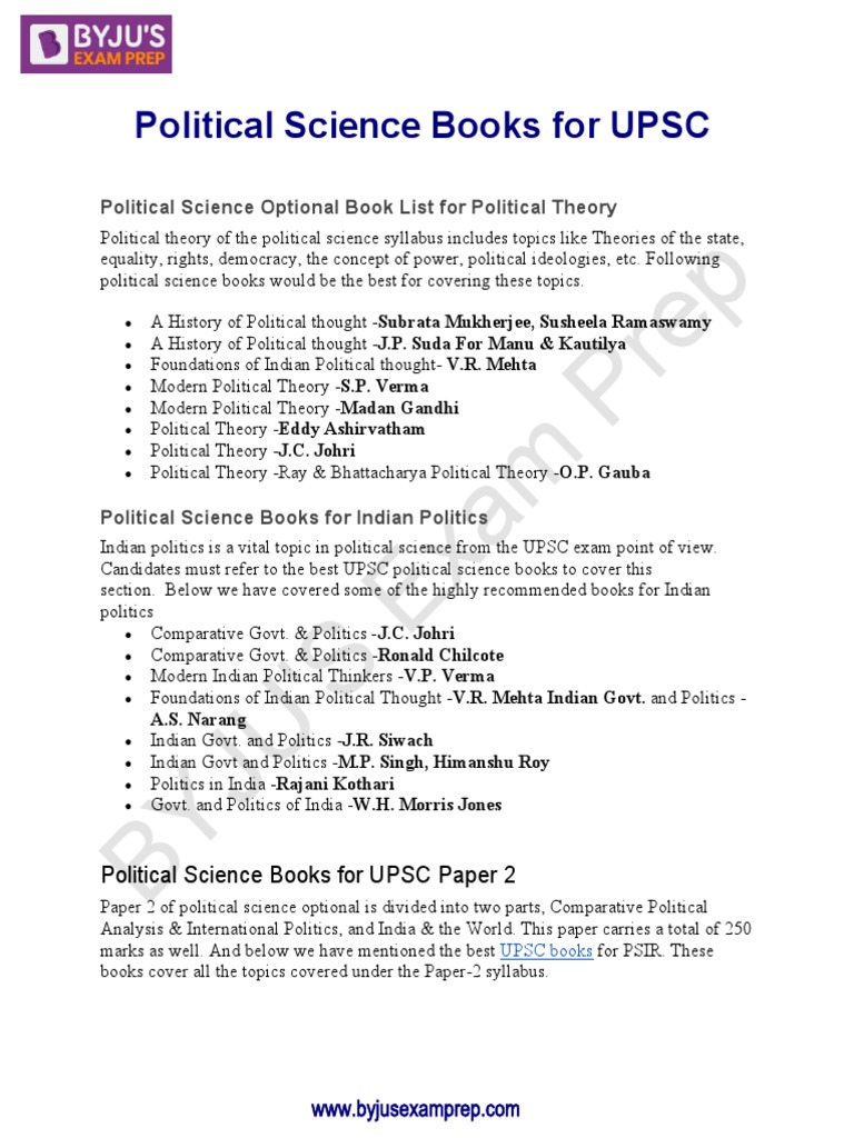 Political Science Books For Upsc 58 | PDF