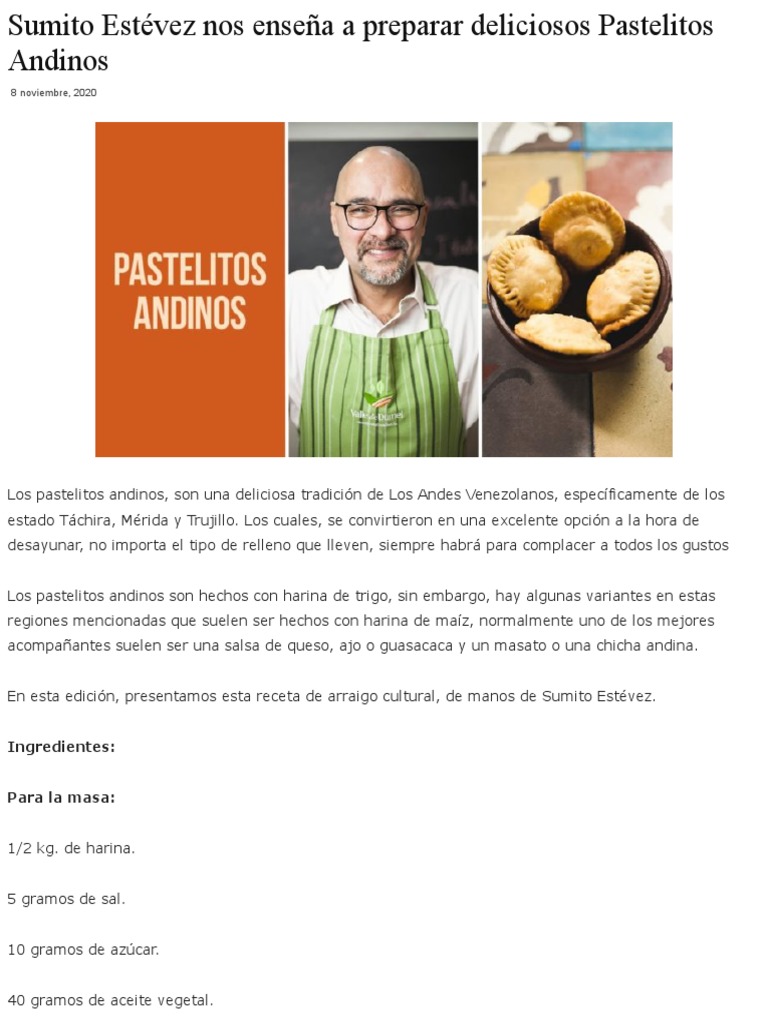Receta Pastelitos Andinos Sumito Estevez | PDF