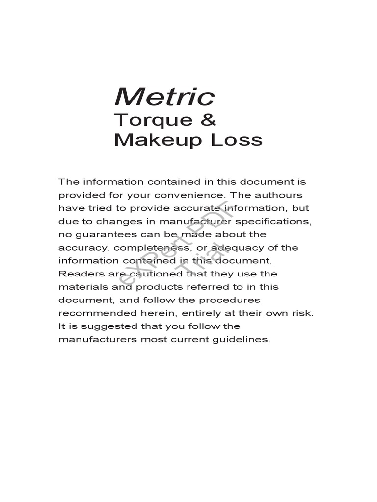 Torque and Makeup Loss Metric 1 | PDF