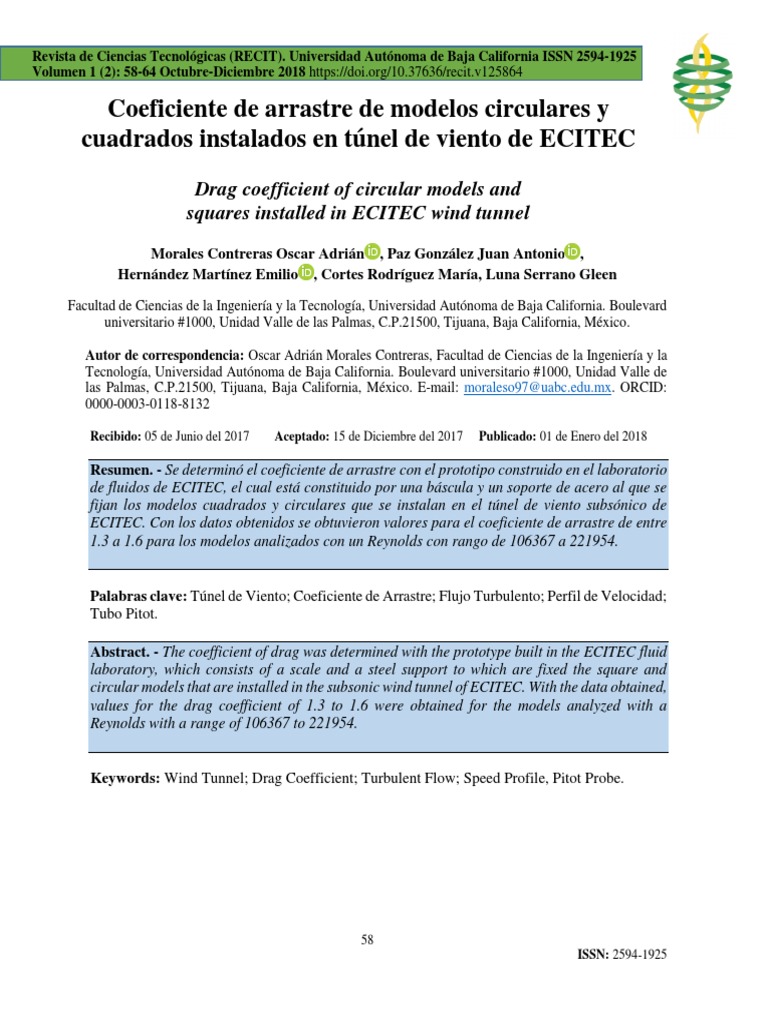 Coeficiente de Arrastre en ECITEC | PDF | Arrastrar (Física ...