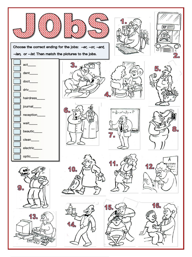 jobs-and-suffixes-for-jobs-grammar-drills-picture-description-exercises ...