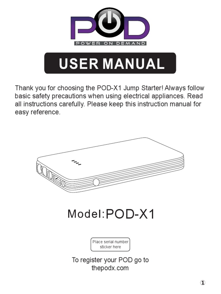 POD-X1 Jump Starter User Manual | PDF | Business