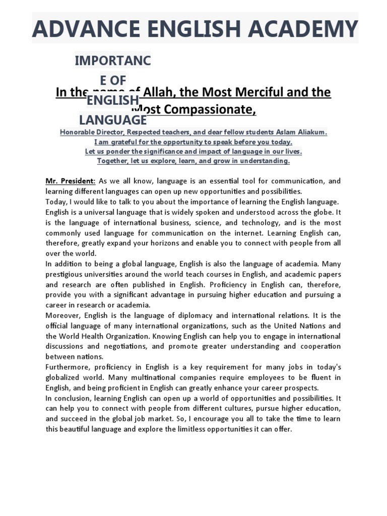 Importance English Language | PDF