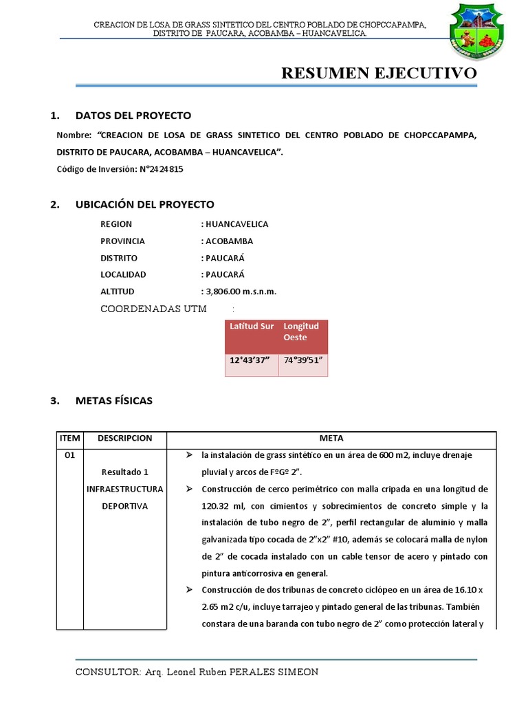 Resumen Ejecutivo | PDF | Materiales de construcción | Ingeniería de Edificación
