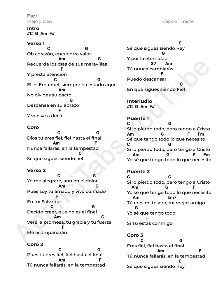 Fiel - Majo y Dan ACORDES | PDF