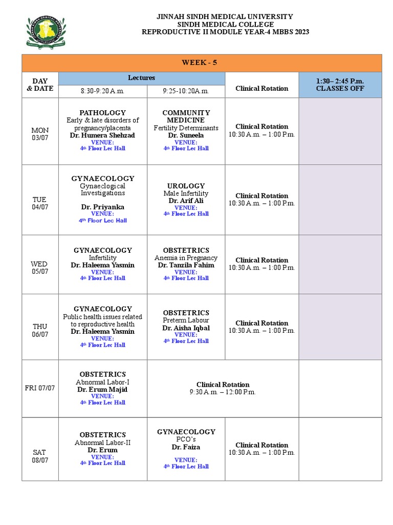 Week-5 TT Reproductive Module 4 Y MBBS 2023 | PDF | Health Care ...