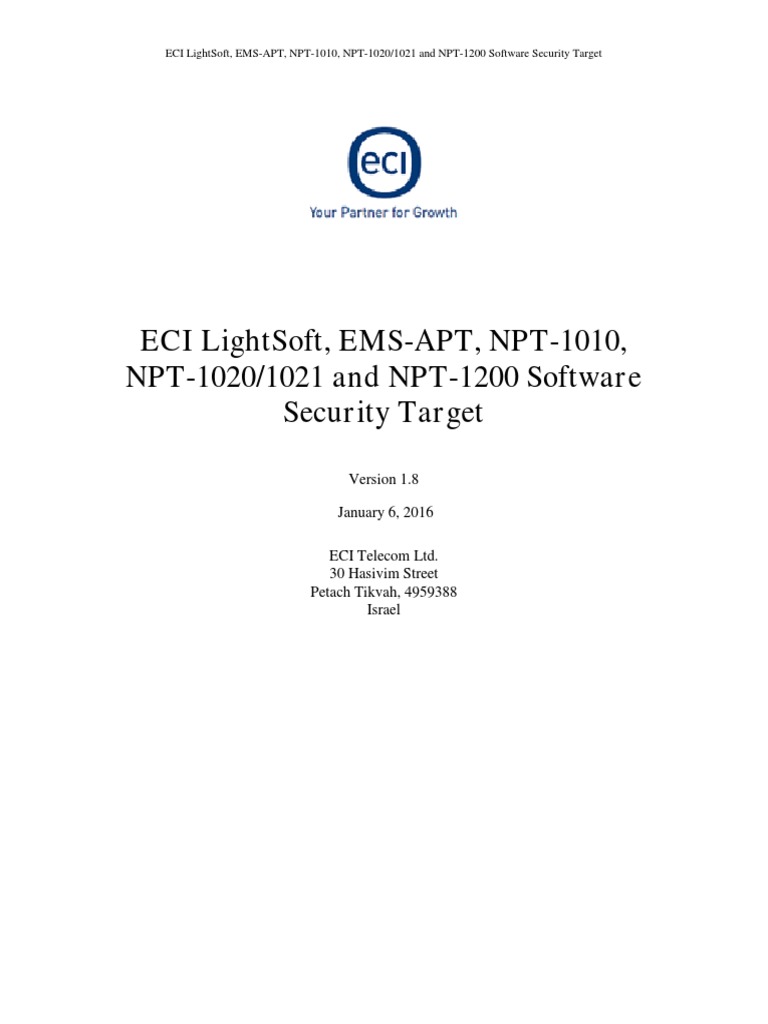 ECI LightSoft-EMS-APT-NPT Security Targetv1.8 | PDF | Computer Network ...