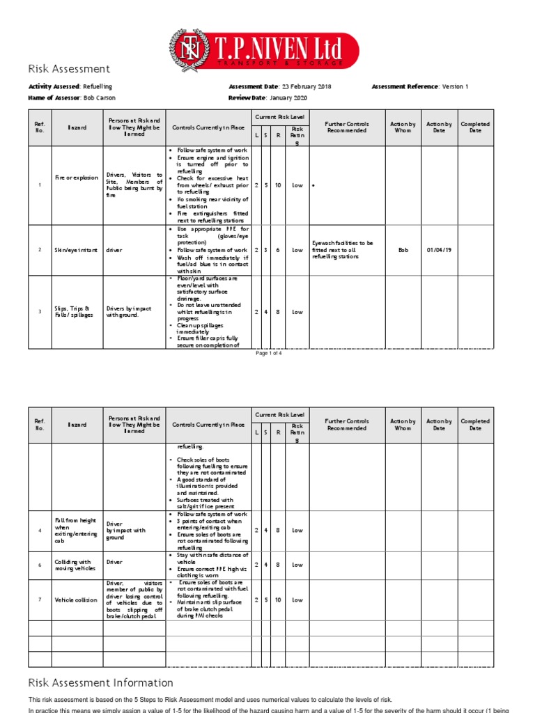 Safe Refueling Practices Assessment | PDF