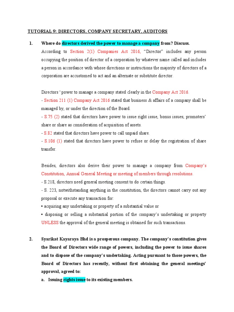 Tutorial 9 IIL | PDF | Board Of Directors | Audit