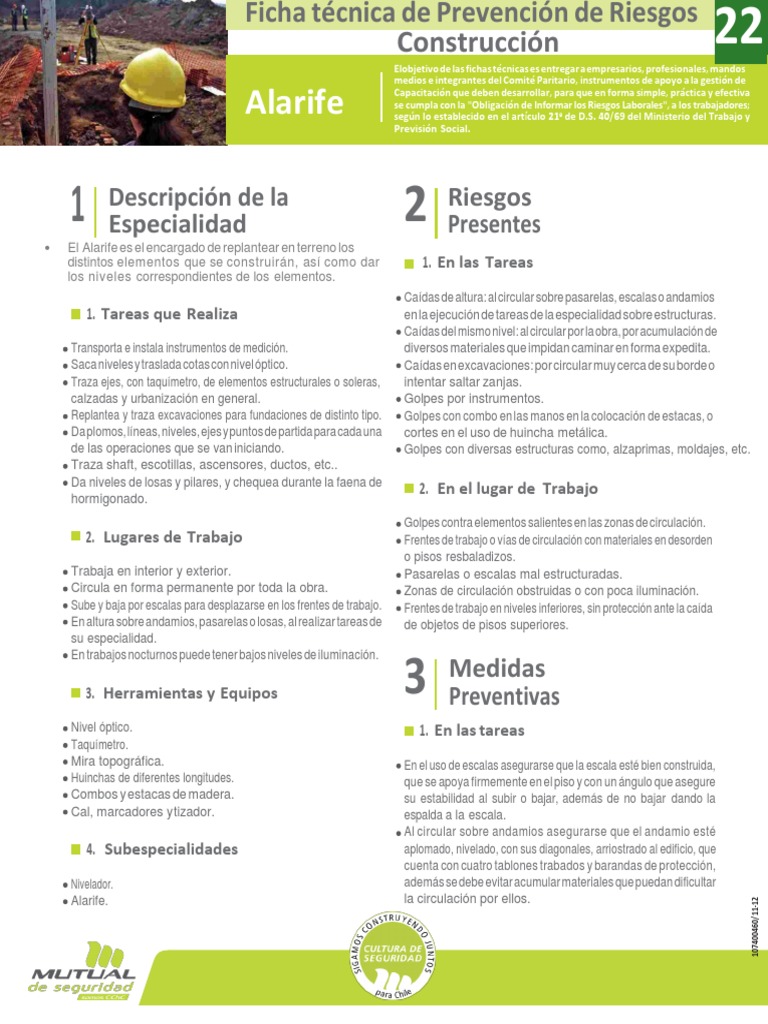 ALARIFE Ficha Tecnica Preventiva N°22 | PDF | Andamio