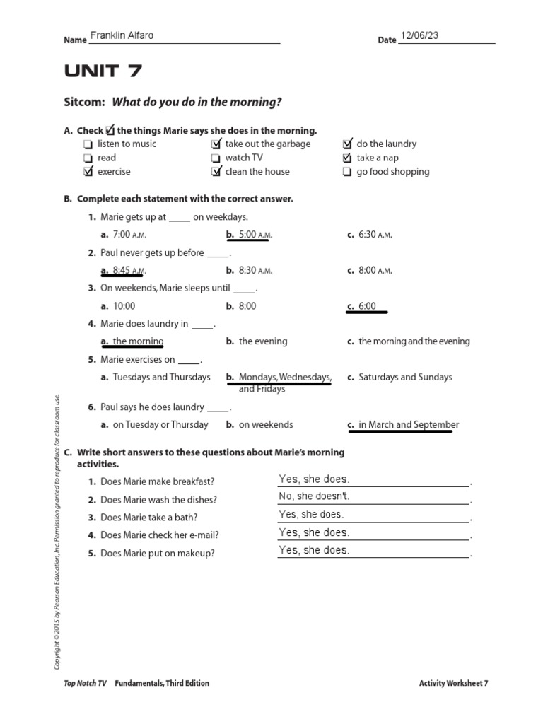 Listening Comprehension Unit 7 | PDF | Workweek And Weekend